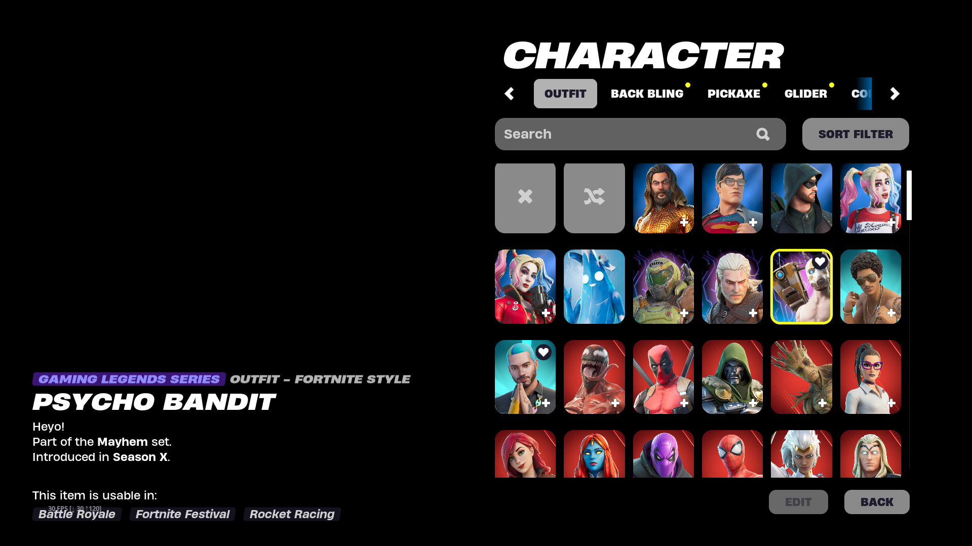 Fortnite account with physco bandit skin glow skin and the kratos ...